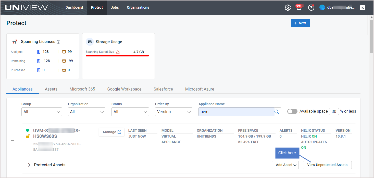 Working with Unitrends Appliances, Assets, and Backups