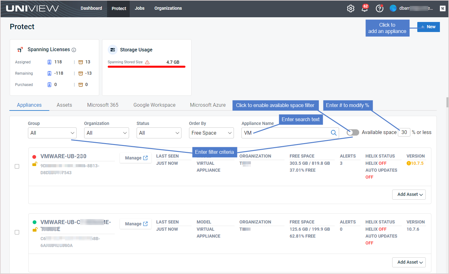 Working with Unitrends Appliances